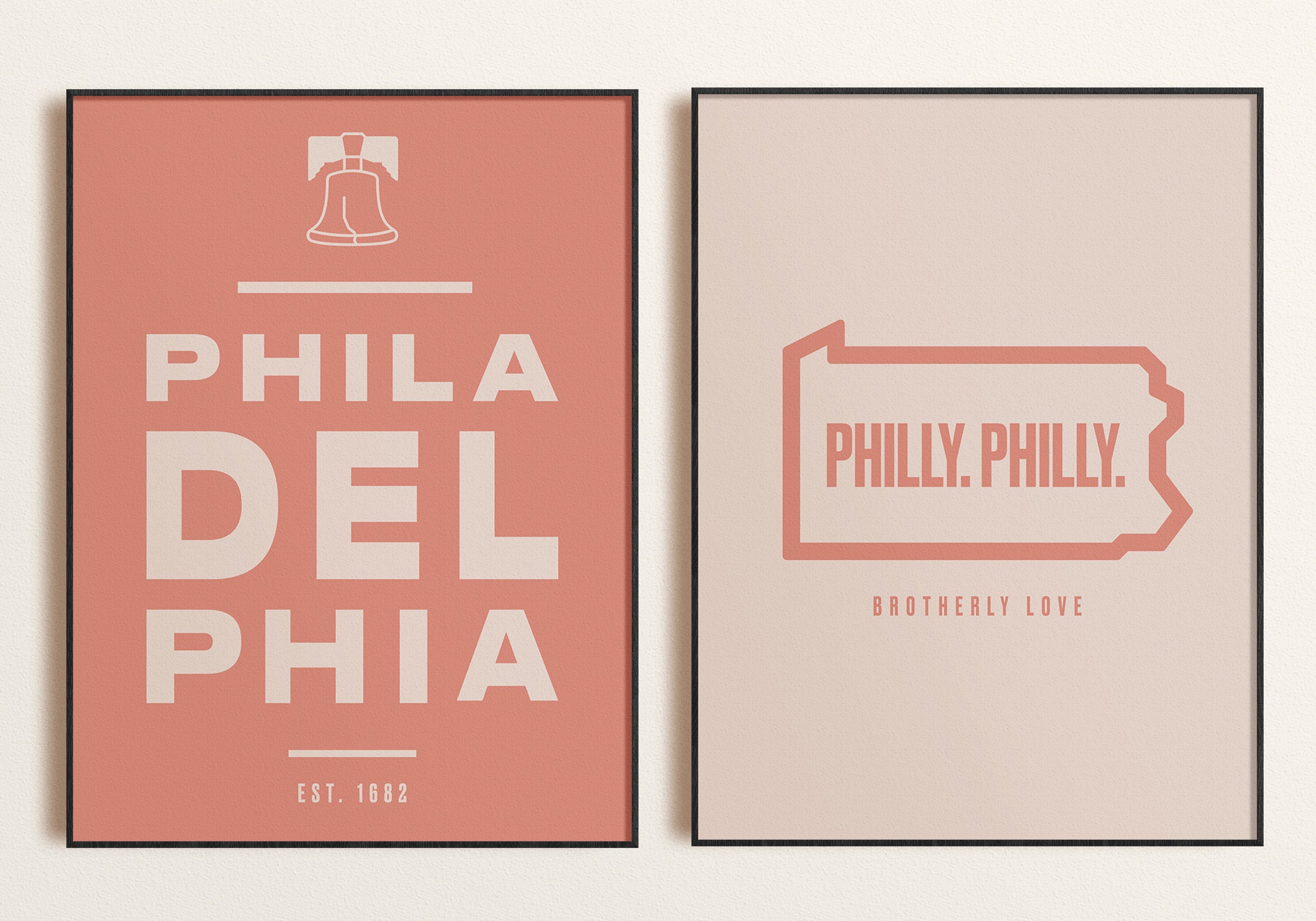 Philadelphia PA Typography Poster Set the City of Brotherly - Etsy