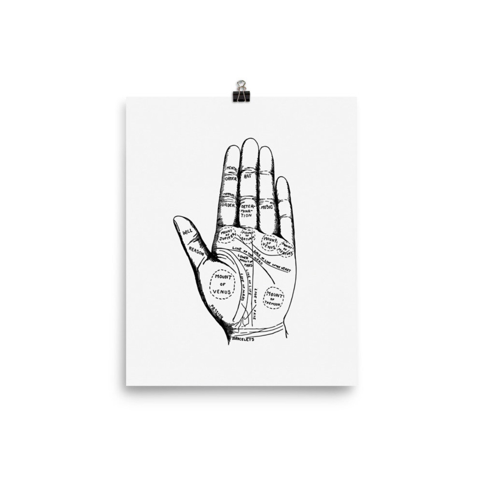 Palmistry Chart Poster Vintage Hand Print Victorian - Etsy