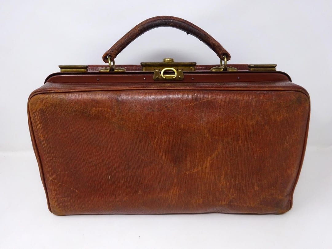 Vintage Leather Doctors Bag With Metal Hardware, Antique Medical ...