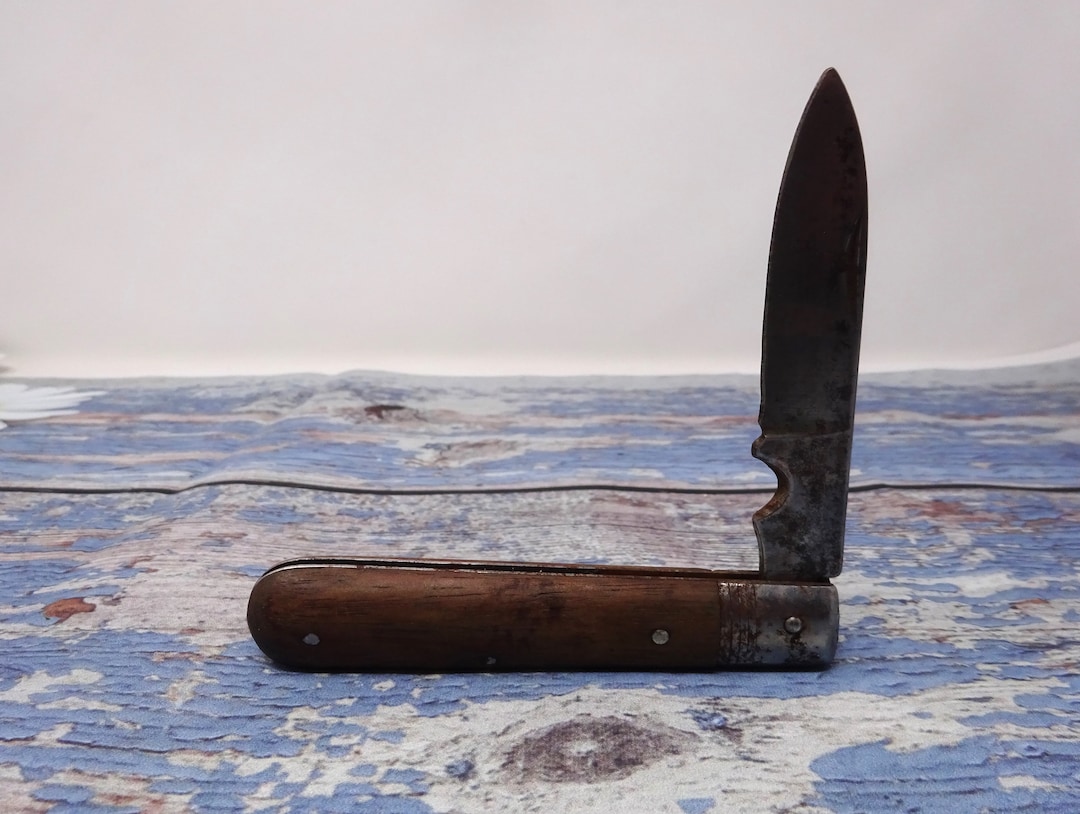 Vintage Pocket Knife With Wooden Handle, Antique Penknife, Folding ...