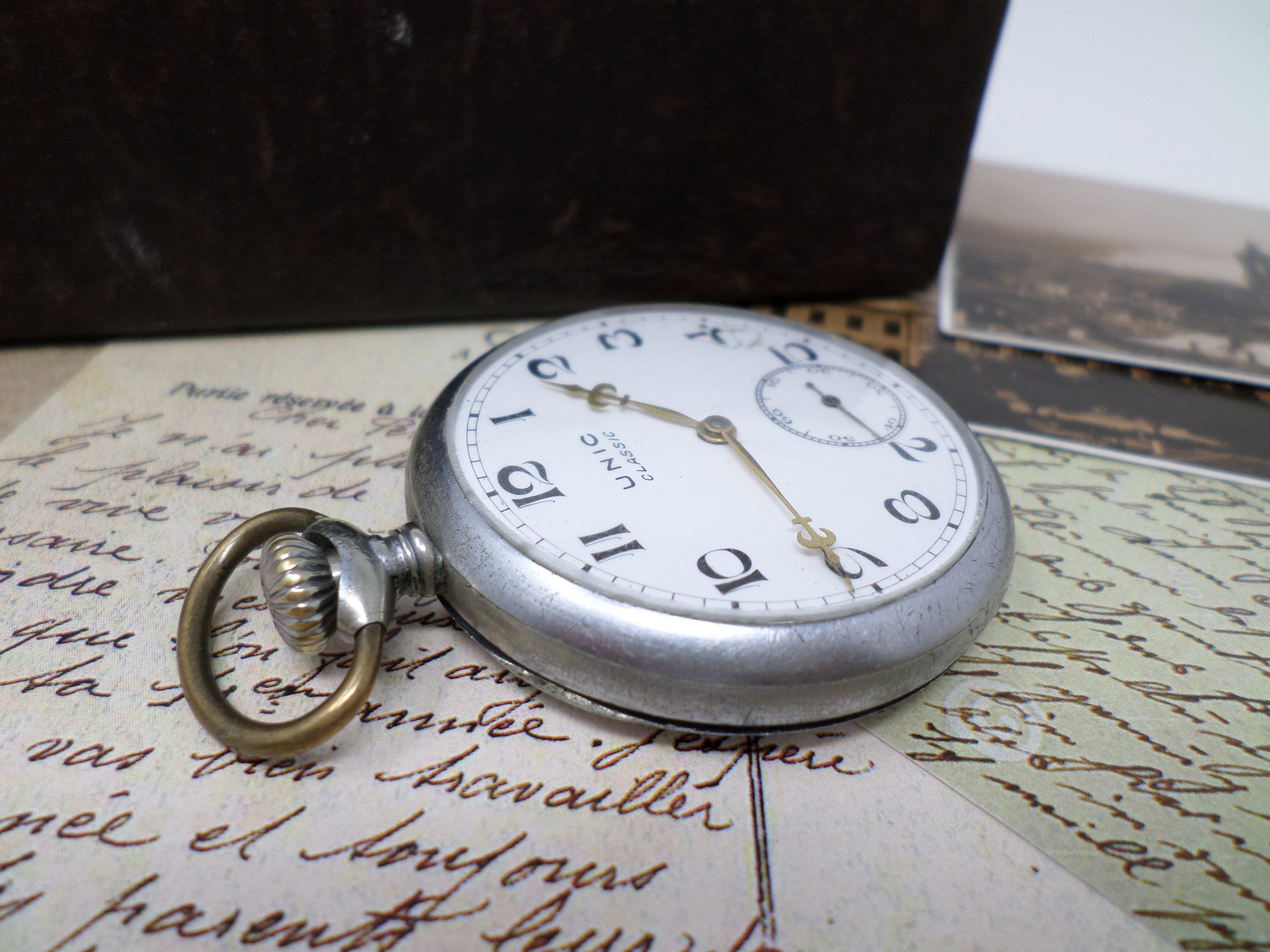 Vintage Pocket Watch "unic" With Porcelain Dial, French Antique Men's ...