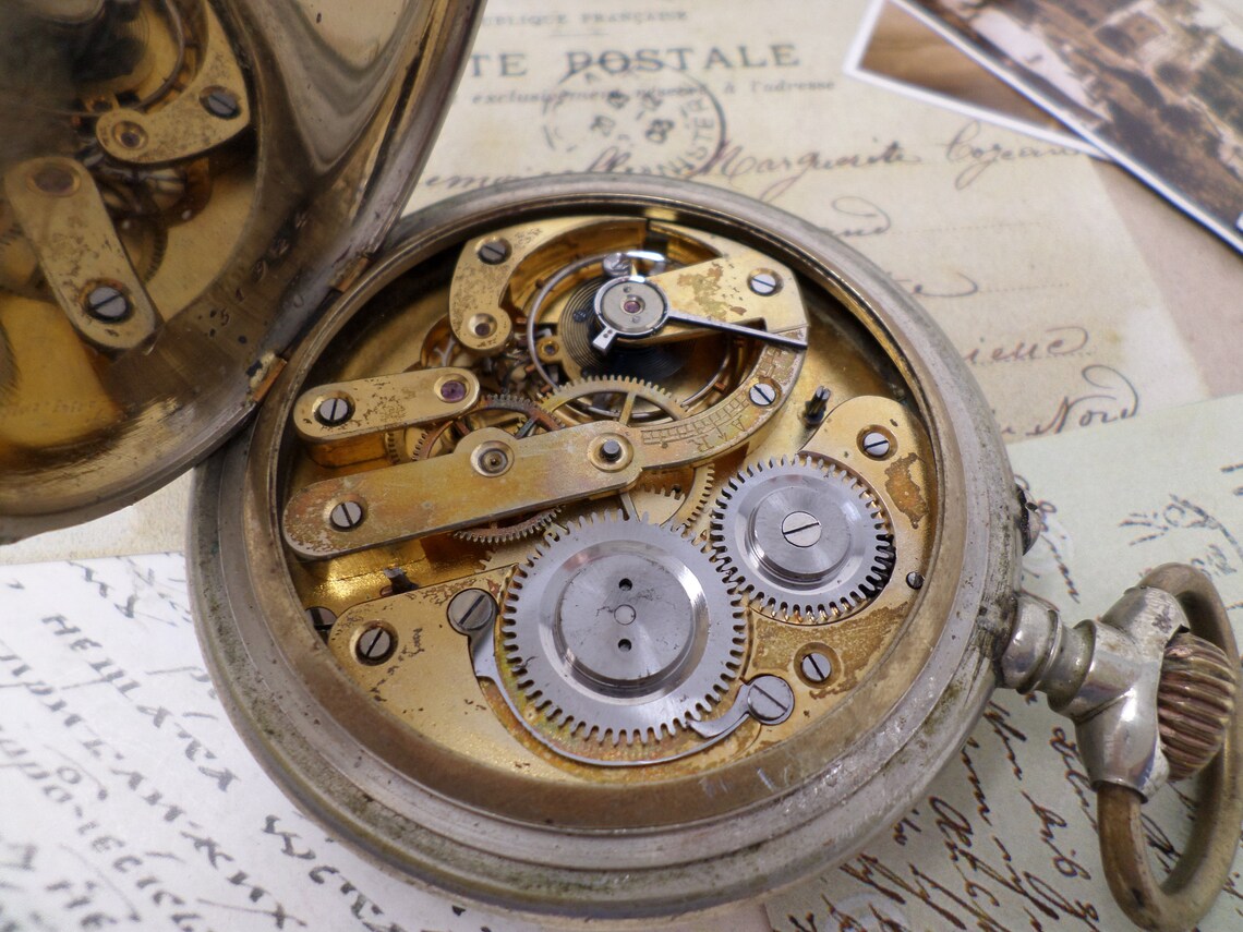 Antique REGULATEUR Pocket Watch, Vintage French Mens Watch, Working ...