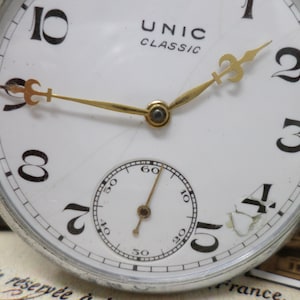 Vintage Pocket Watch "unic" With Porcelain Dial, French Antique Men's ...