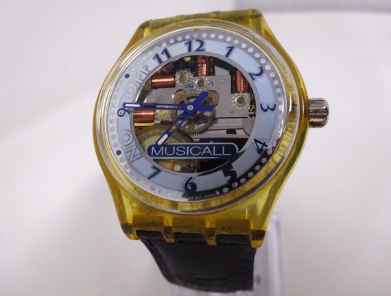 1996 Musical SWATCH Watch Blue Through SLK110 Melody … - Gem
