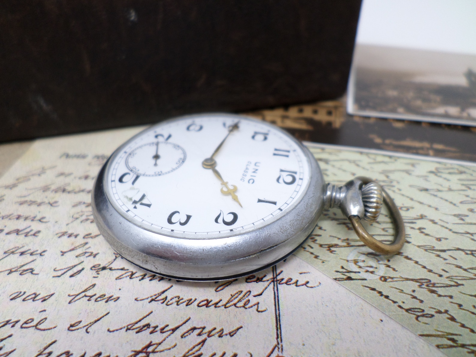 Vintage Pocket Watch "unic" With Porcelain Dial, French Antique Men's ...