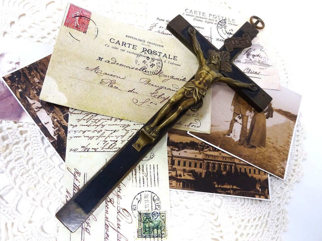 Antique Large Crucifix With Jesus Christ, Vintage Cross, Catholic ...