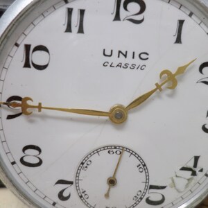 Vintage Pocket Watch "unic" With Porcelain Dial, French Antique Men's ...