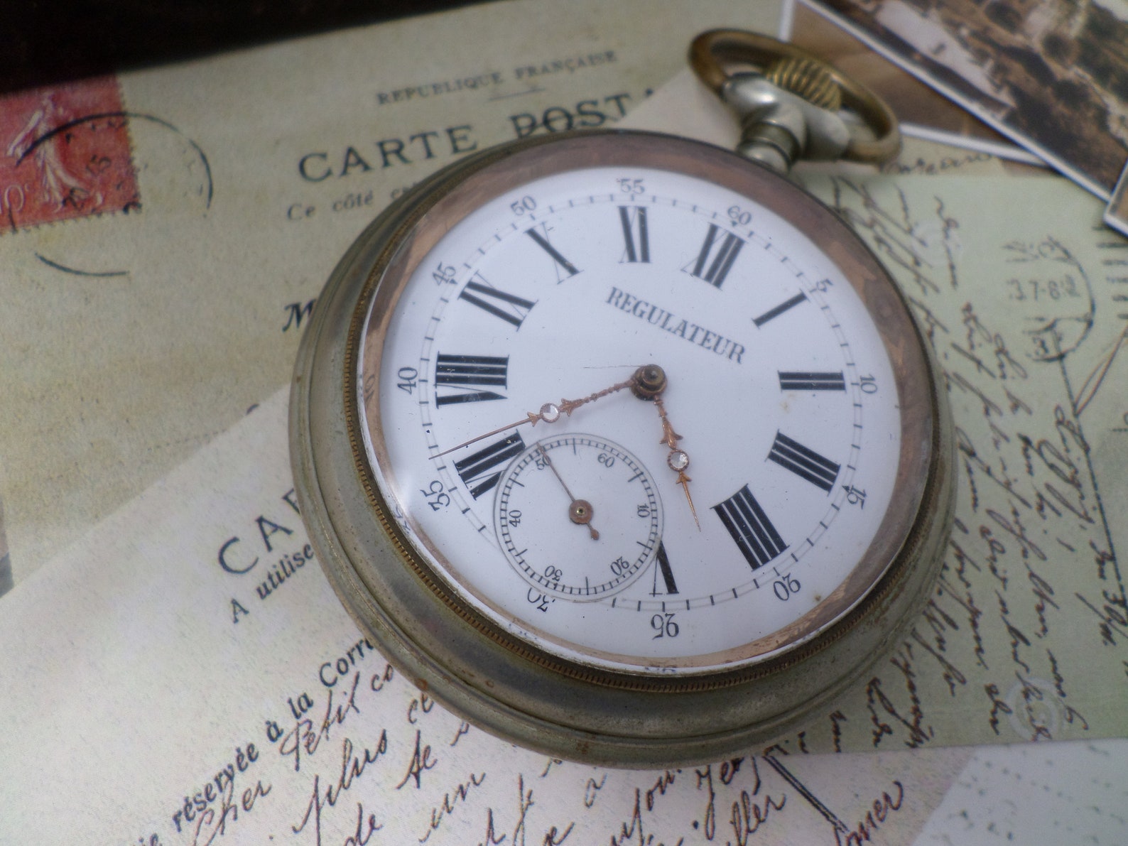 Antique REGULATEUR Pocket Watch, Vintage French Mens Watch, Working ...