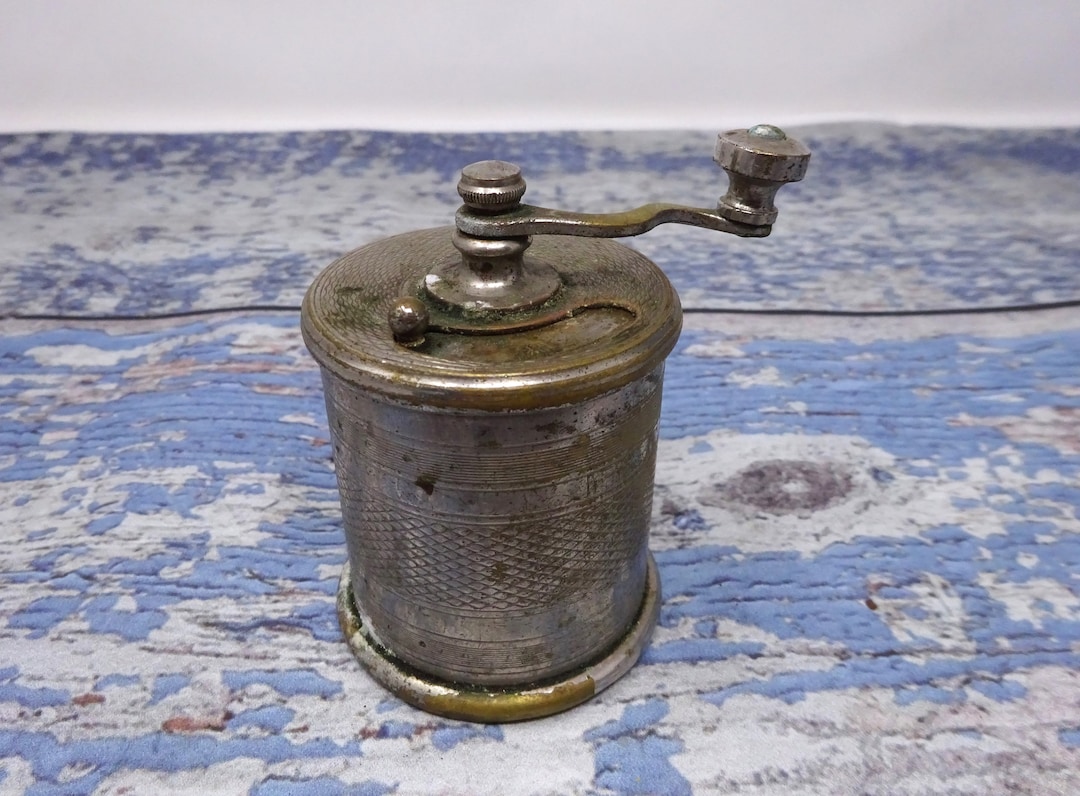 Vintage Spice Grinder, Old Brass Pepper Mill, French Mechanical Grinder ...