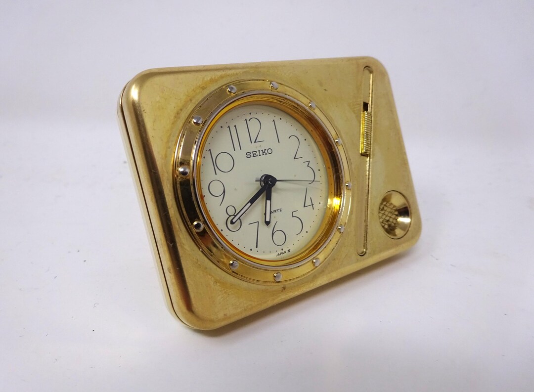 SEIKO Vintage Travel Alarm Clock, Japanese Brass Quartz Clock for ...