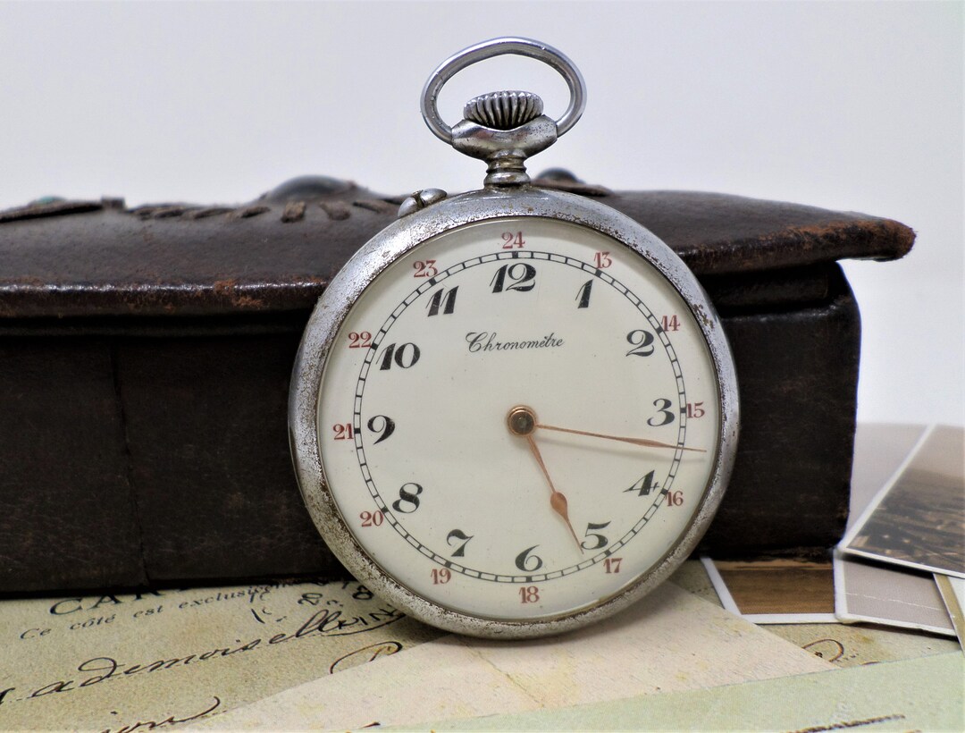 Vintage Chronometer Pocket Watch, French Men's Mechanical Pocket Watch ...