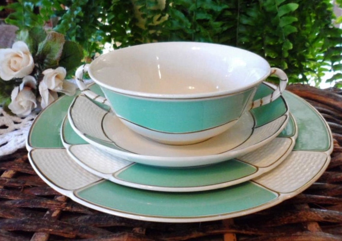 RETRO STYLE 4 Pc English Cream Soup Lunch Set Wedgwood - Etsy