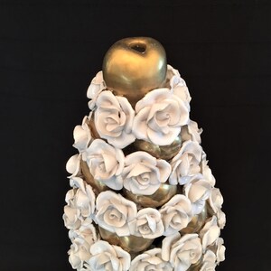 Mid-century, Italian Creamware, Fruit & Floral Topiary, Gilded Apples ...