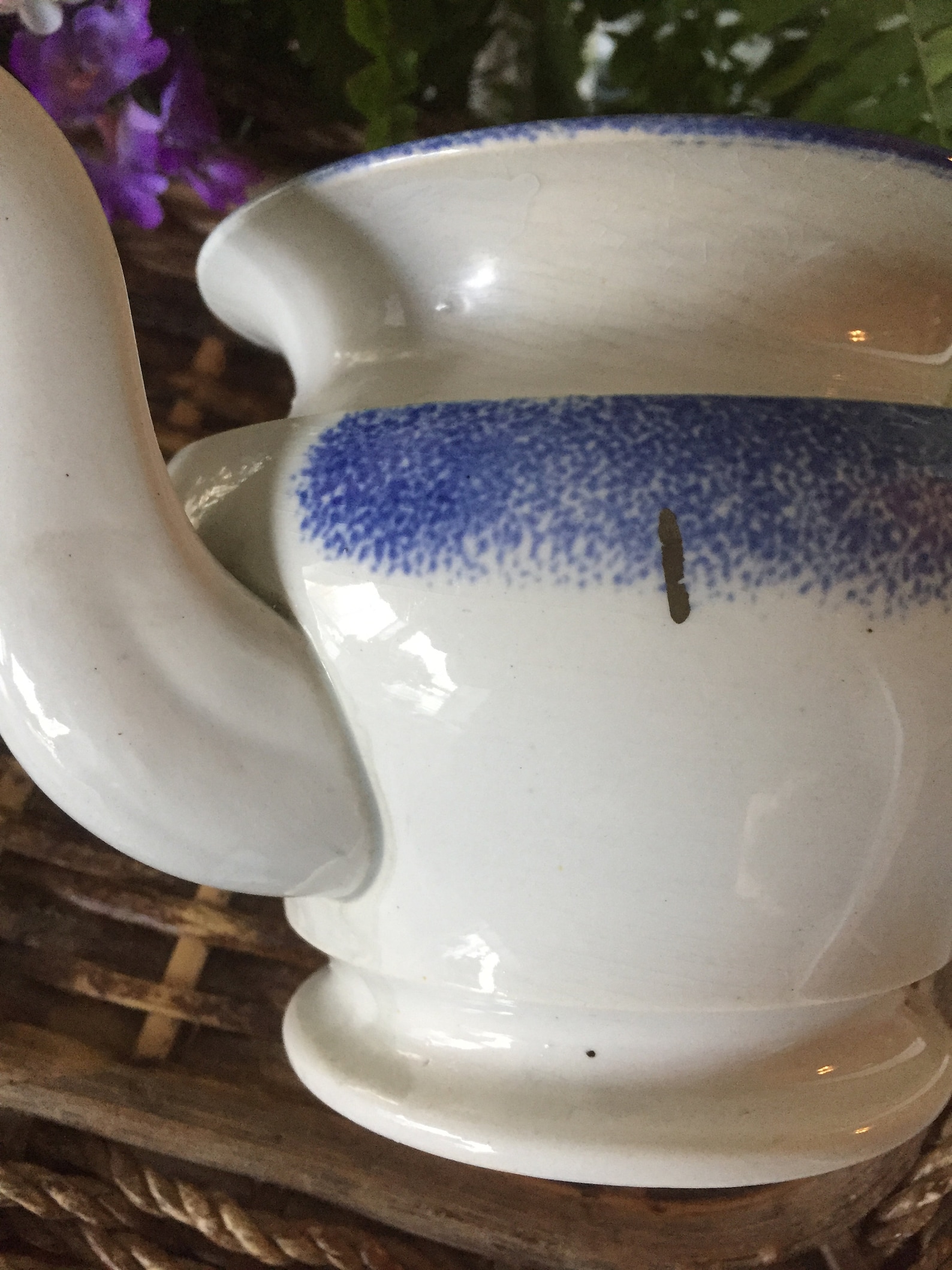 TEAPOT, 1840's, RARE, Antique Staffordshire, Blue Spongeware ...