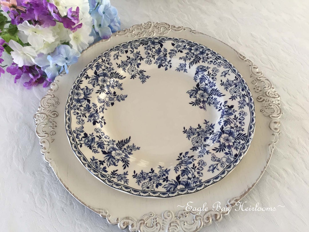 Johnson Bros. DEVON COTTAGE, Dinner Plate, 10-5/8 Diameter, Blue ...