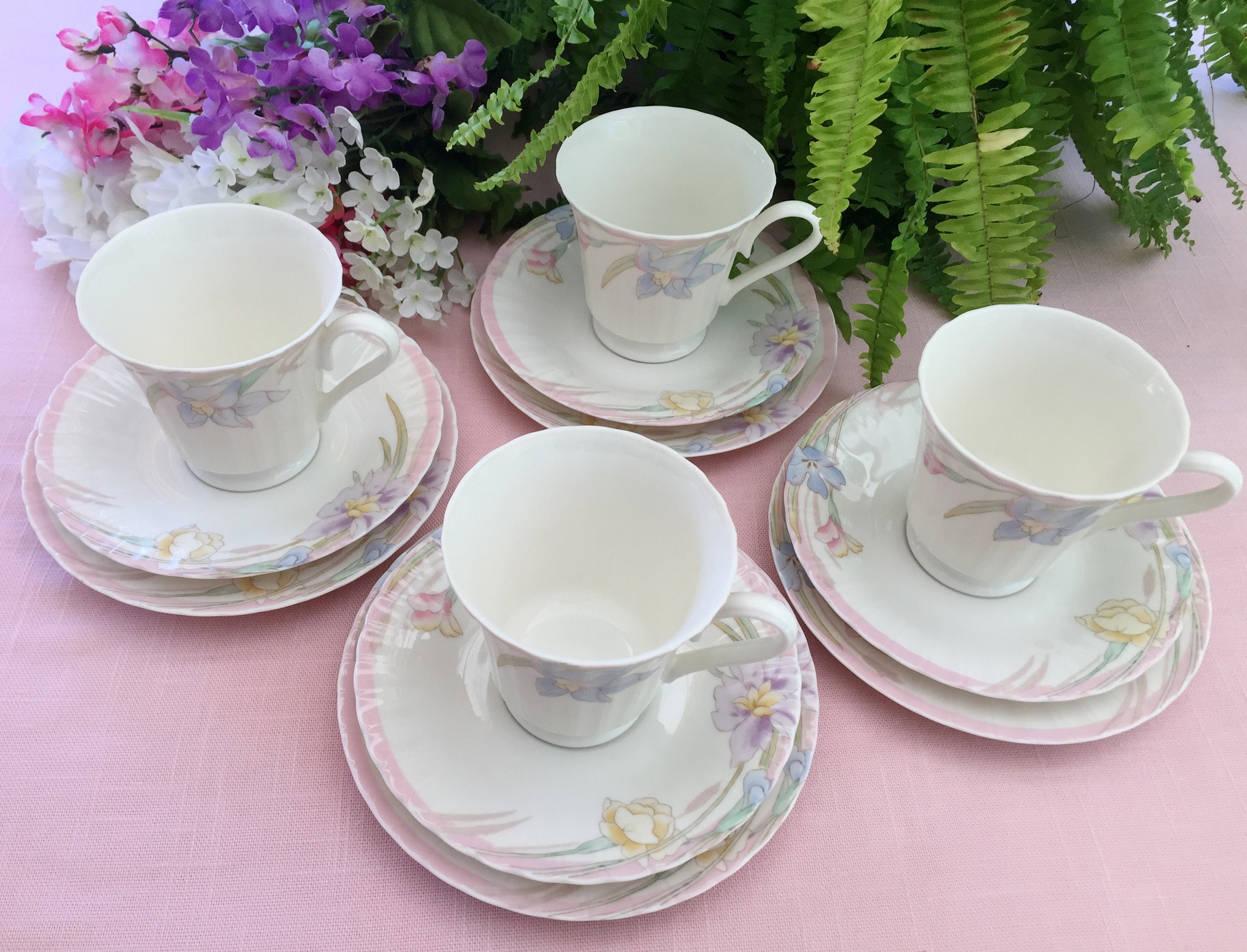 12 Pcs Teacup TRIO Sets MIKASA Japan Pink | Etsy