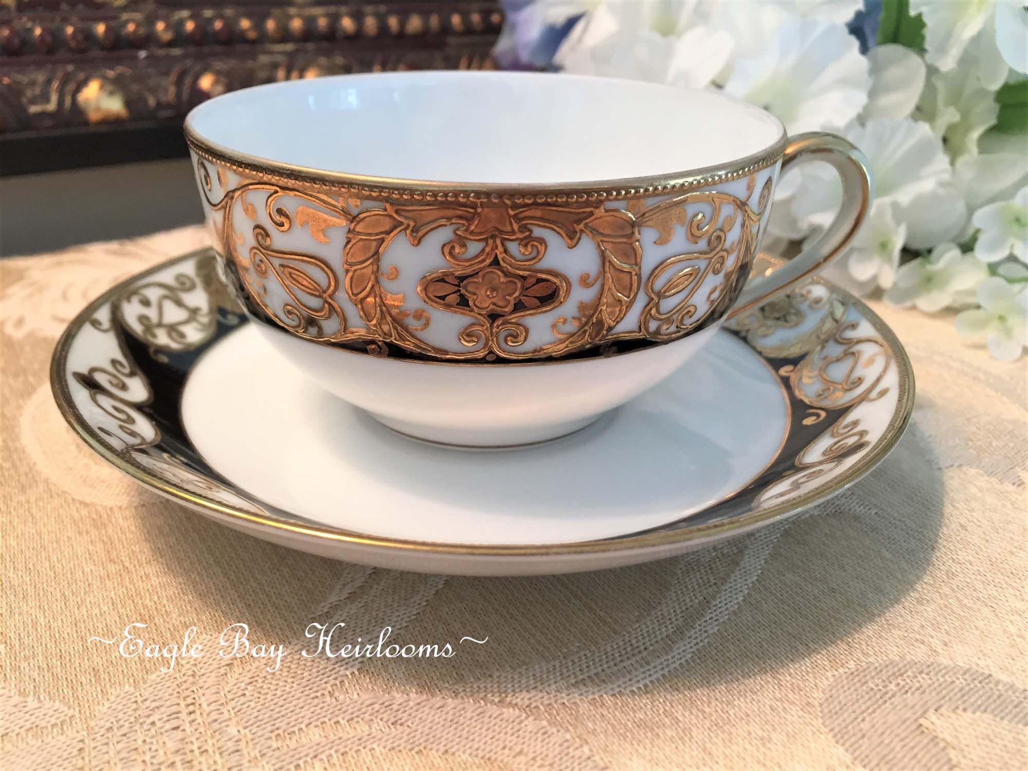Drinkware Noritake Ivory China Marqui Tea Cups and Saucer Set of 4 Made ...
