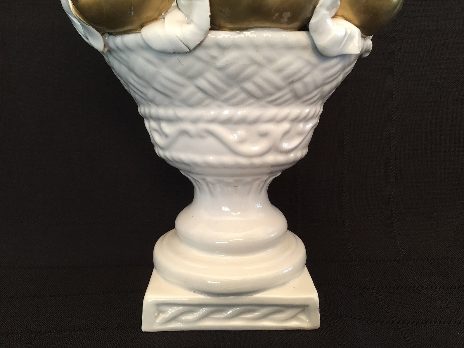 Mid-century, Italian Creamware, Fruit & Floral Topiary, Gilded Apples ...