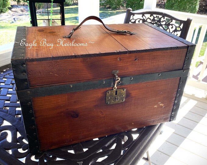 Antique Wood Salesman Sample or Doll Travel Steamer Trunk, 1877 ...