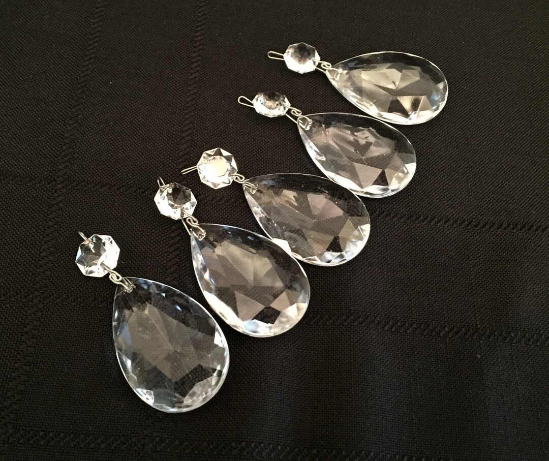 LAST One...set 5/vintage Teardrop Shape, Crystal Chandelier Prisms ...