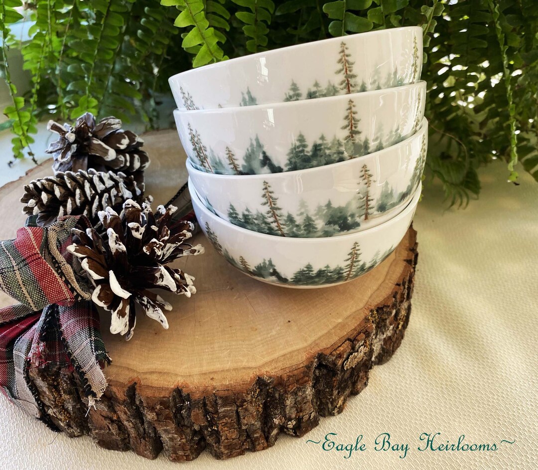 Set of 4/mikasa, Watercolor FOREST, Fruit/dessert BOWLS 4.5" Wide ...