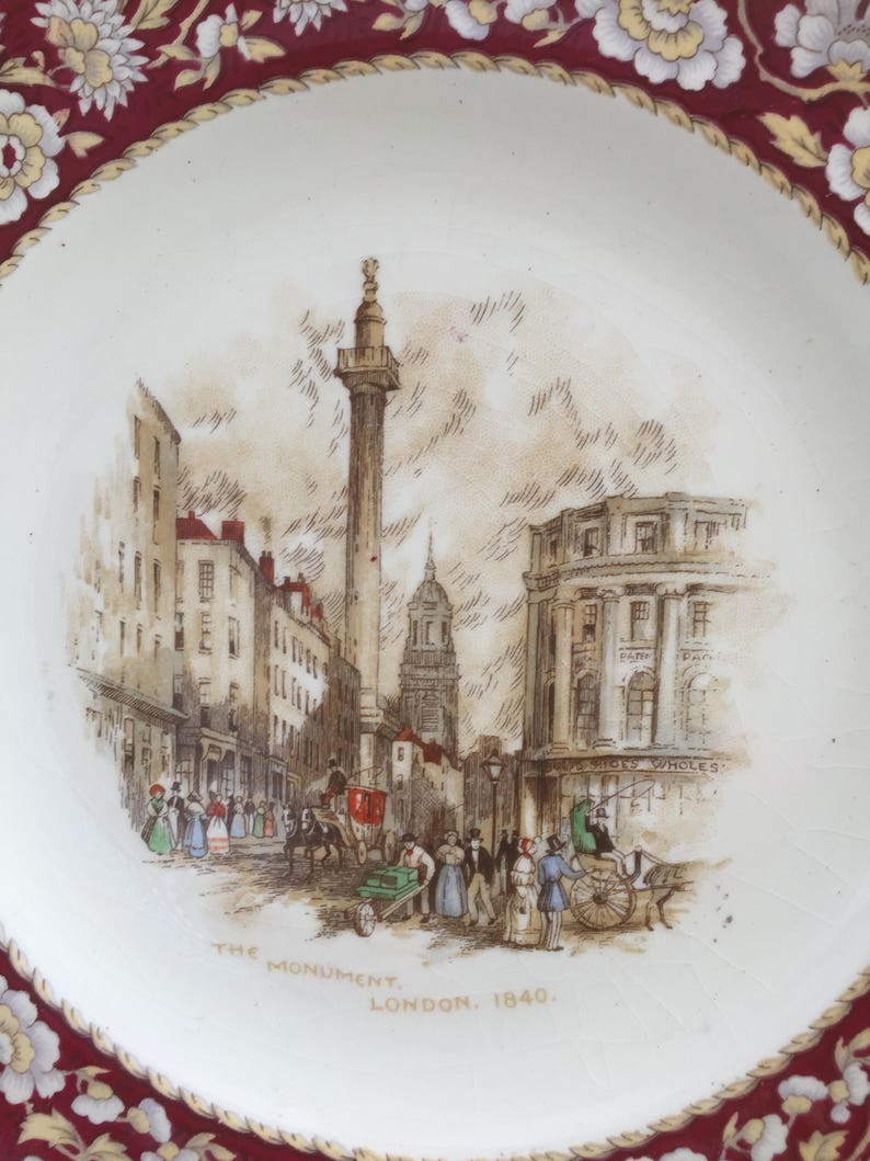 English Scenic Plate London Monument Swinnertons Majestic - Etsy