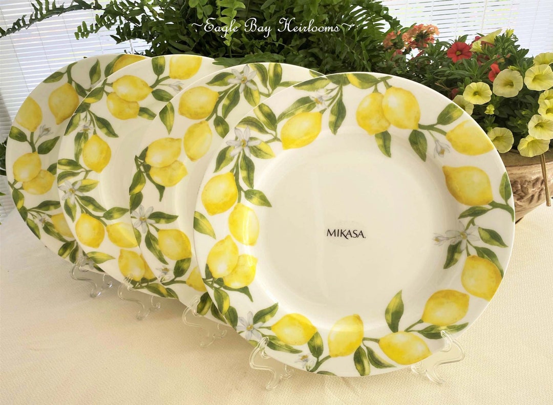Set 4/mikasa Bone China, LEMONS, 11" Dinner/charger Plates, Garden ...