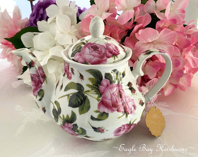French Cottage, Pink Roses, Teapot, Kent Pottery, Tea Party 4 Cup China ...
