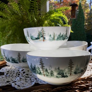 Set of 4/mikasa, Watercolor FOREST, Soup/cereal BOWLS, 6 Wide, Forest ...