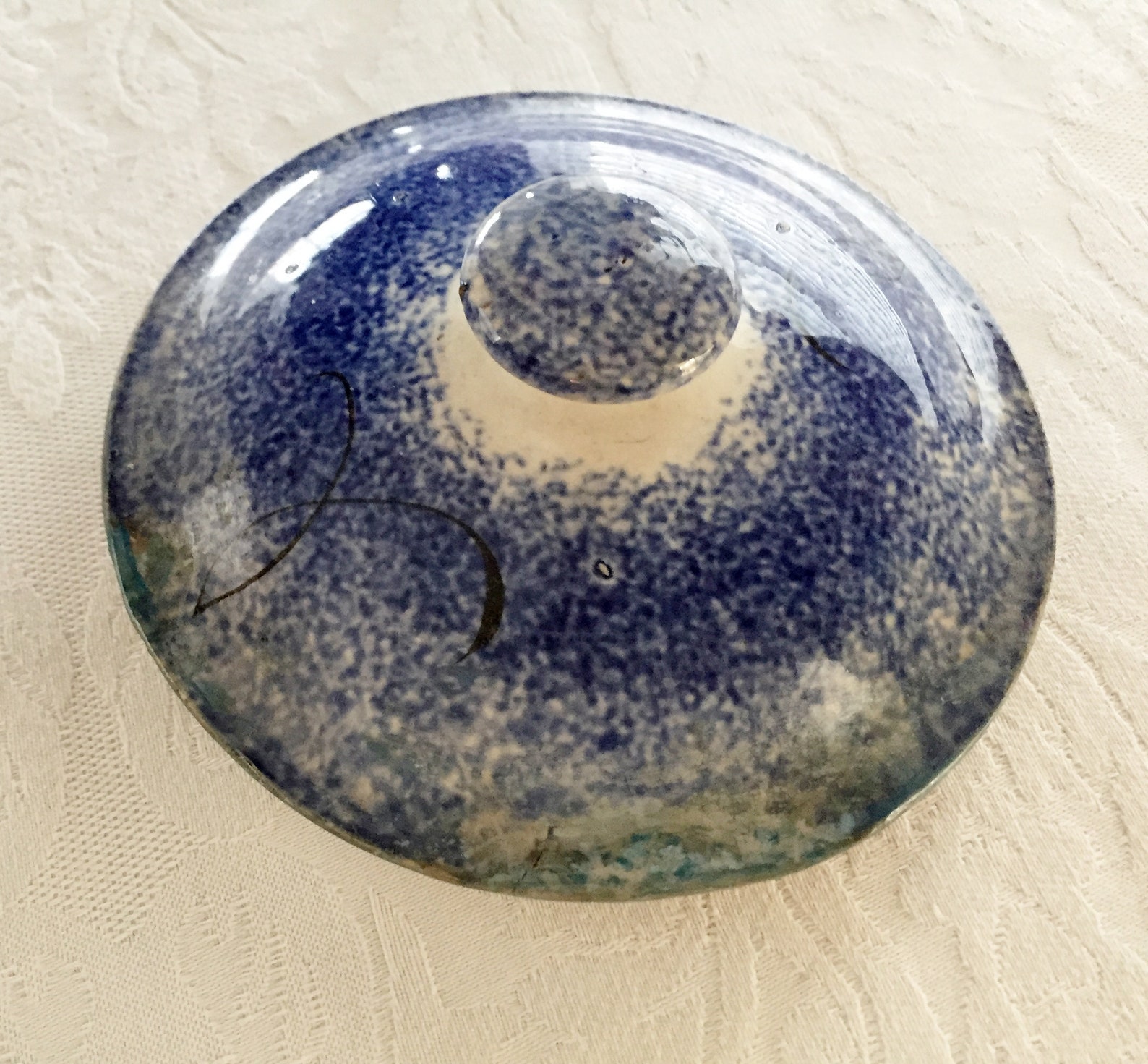 TEAPOT, 1840's, RARE, Antique Staffordshire, Blue Spongeware ...