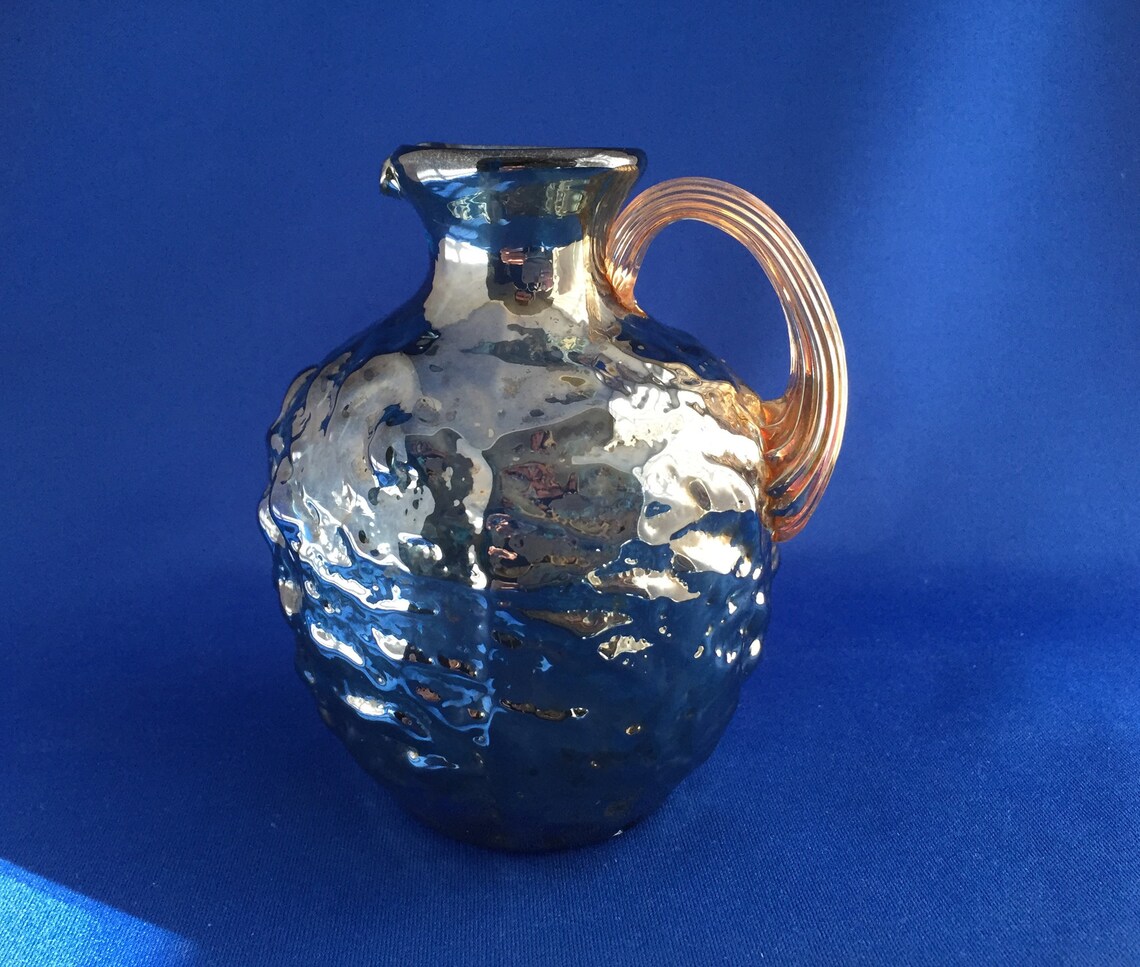 Pilgrim Art Glass Rock Crystal Nugate Pattern Pitcher | Etsy