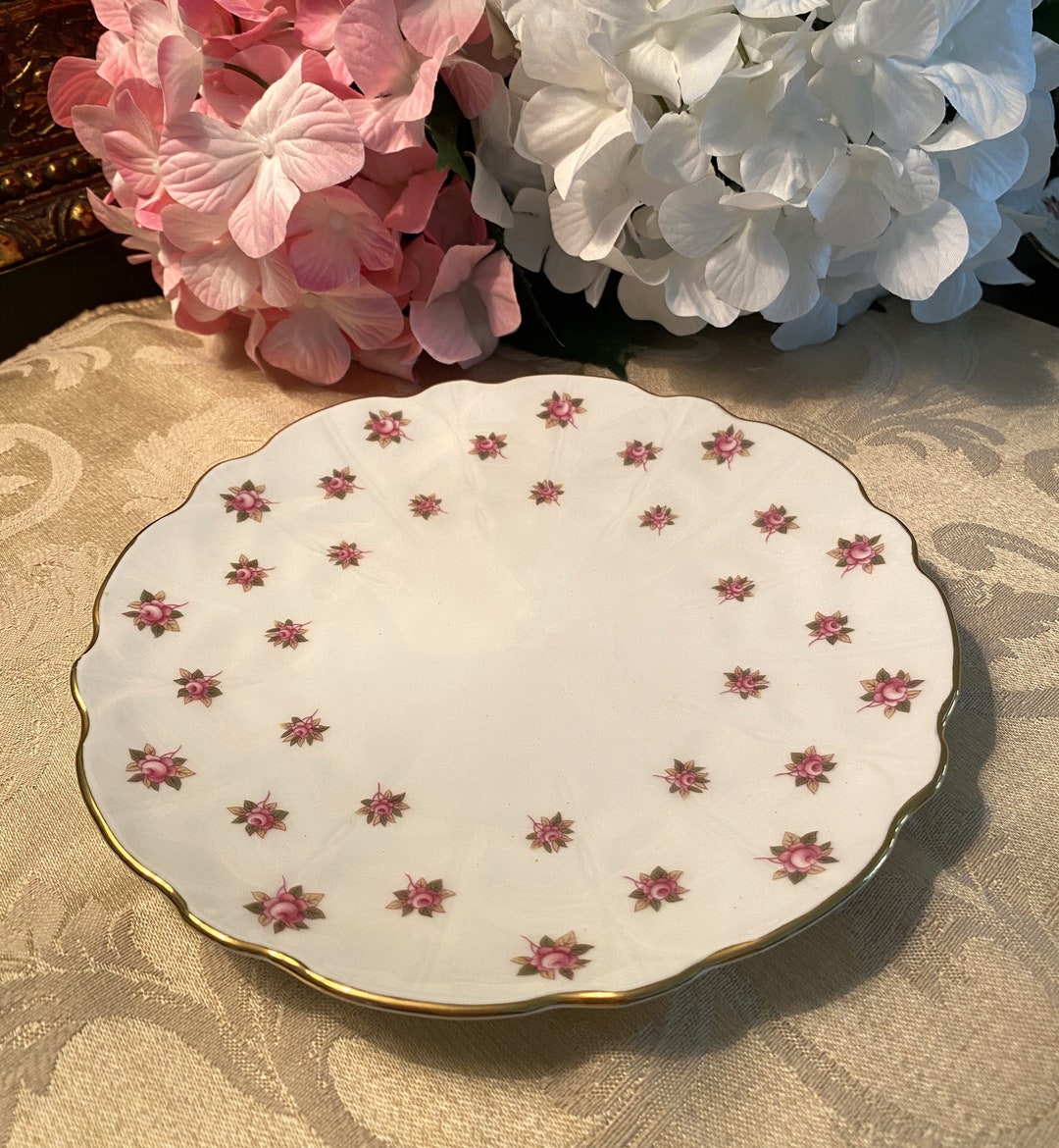 Antique English Bone China Dessert Plate, Aynsley Hathaway, Pink Roses ...