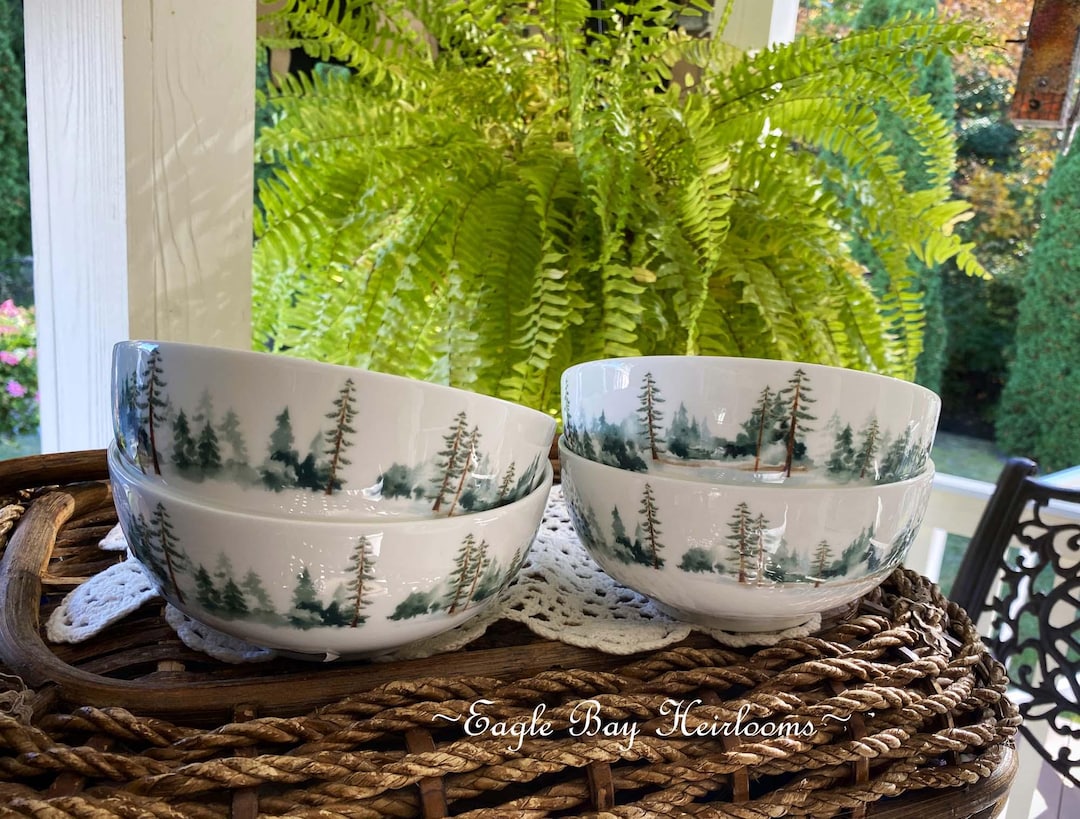Set of 4/mikasa, Watercolor FOREST, Soup/cereal BOWLS, 6 Wide, Forest ...