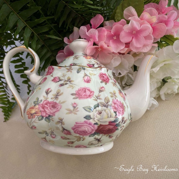 Pink Rose Teapot - Etsy