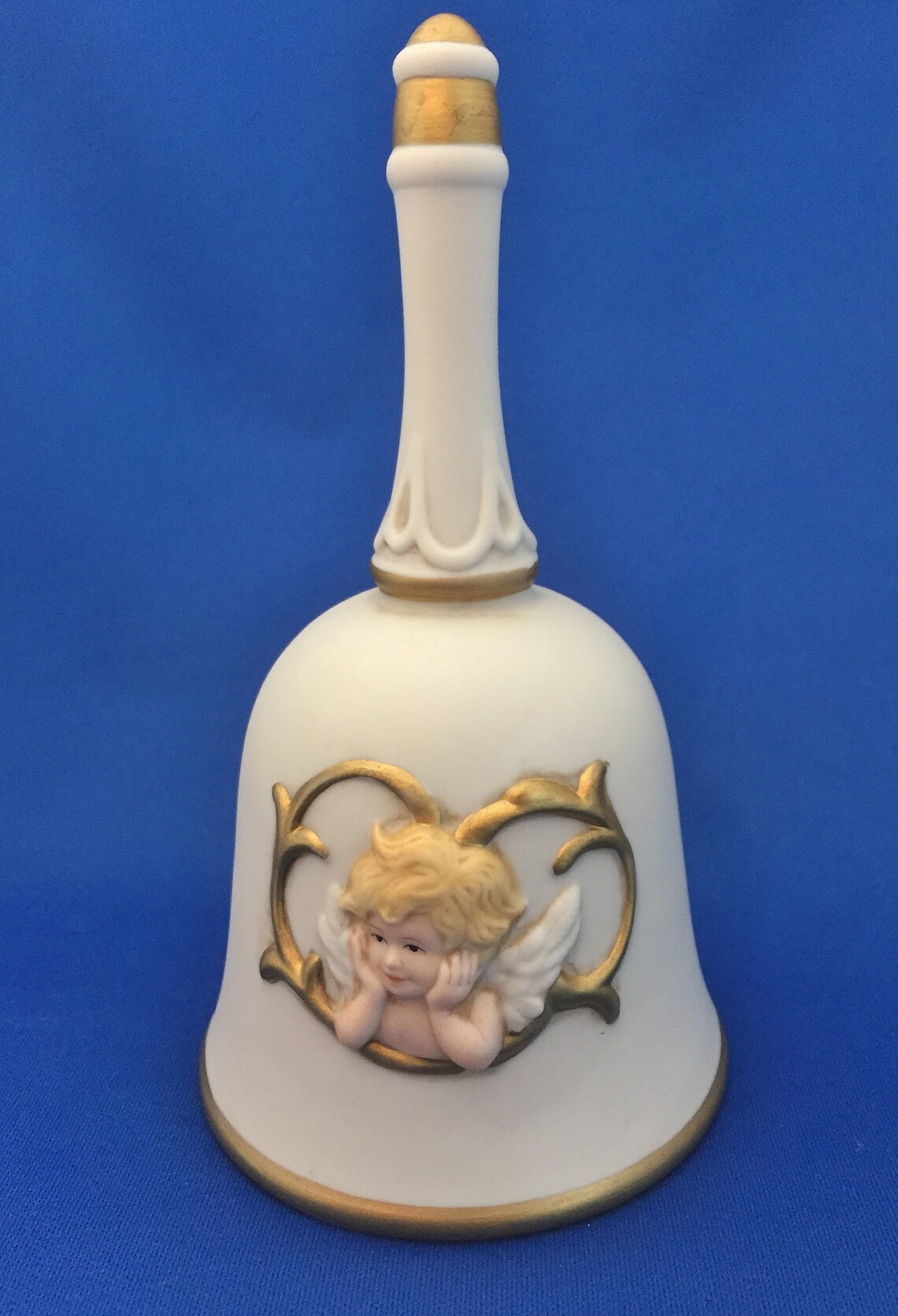Bisque Porcelain, Christmas Angel Bell, Homco, Winged Angel Playing ...