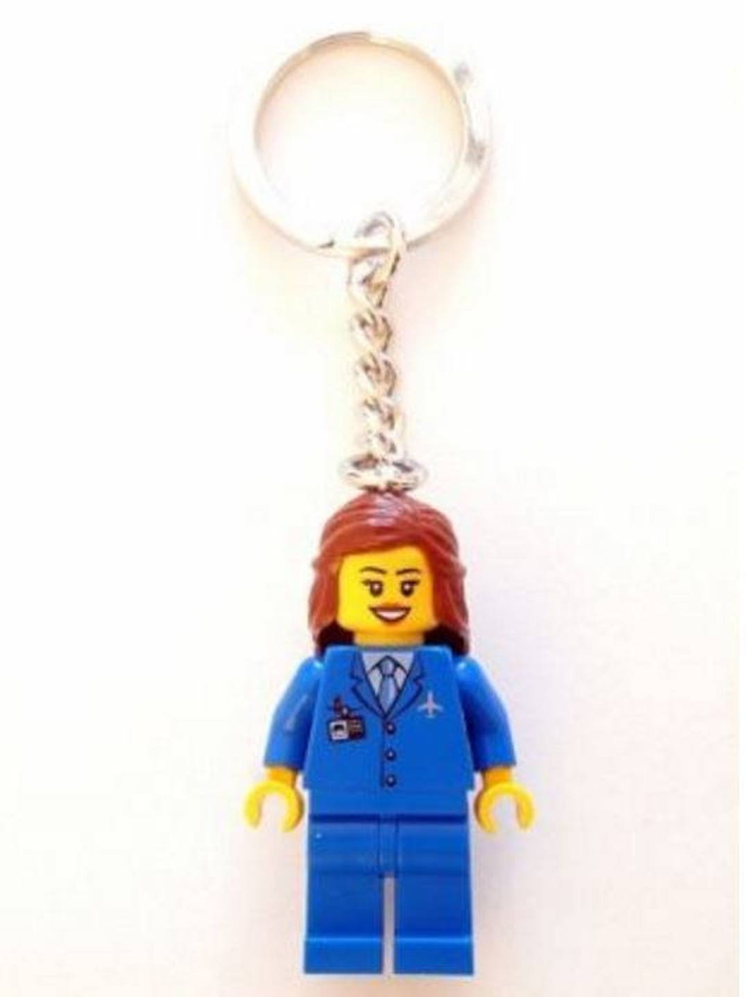 Air Hostess in Blue Suit Minifigure Keychain Custom - Made With LEGO ...