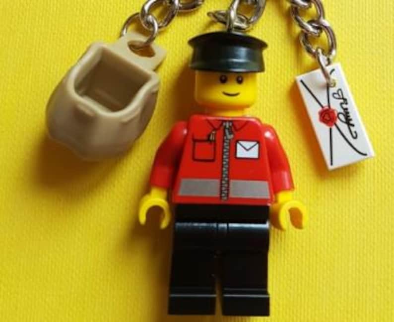 Postman Minifigure (with Sack and Letter) Keychain - Handmade Made From ...