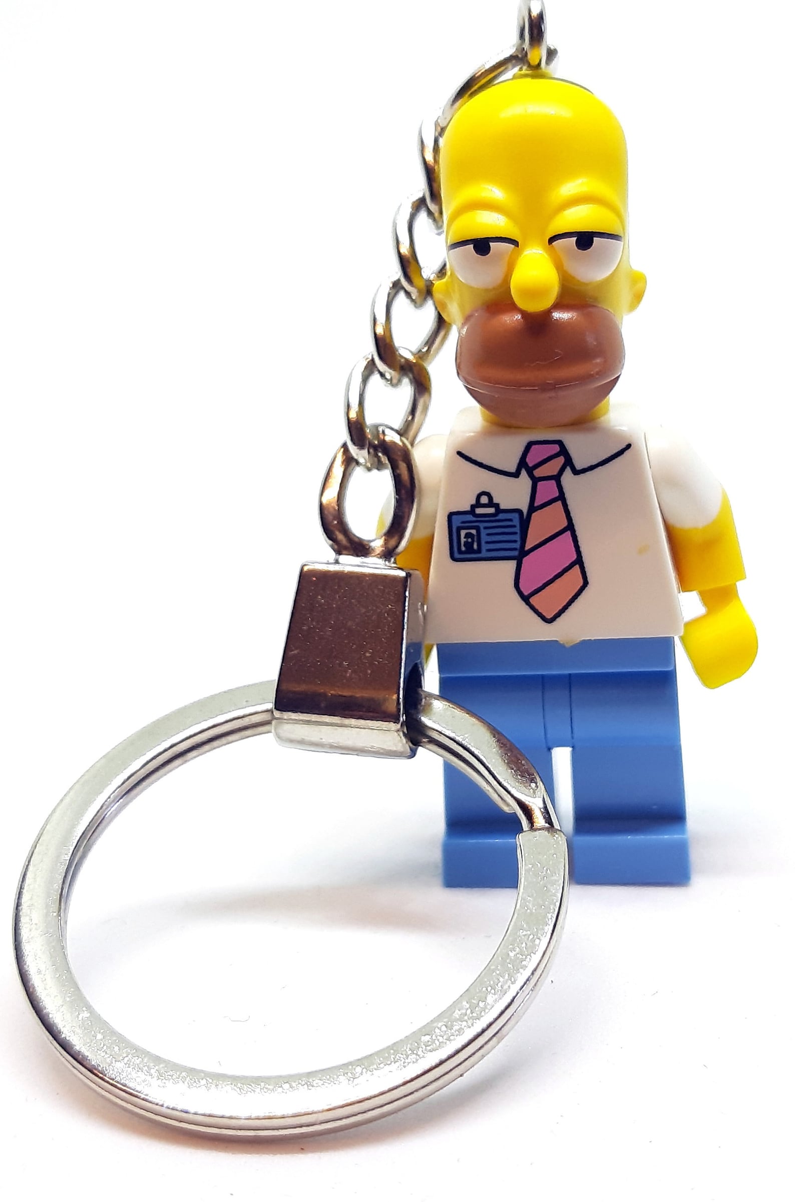 Homer Simpson Minifigure Keychain Keyring - Made From LEGO Parts Custom ...