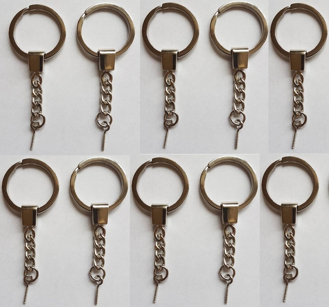 10 X High Quality Solid Silver Tone Solid Split Ring Keychains With ...