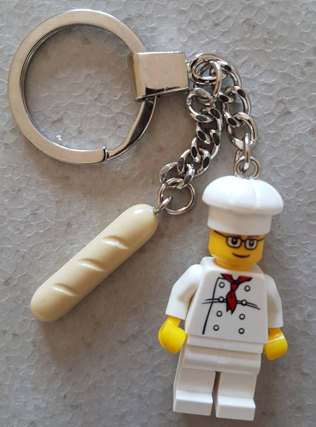 Male Chef Minifigure With Bread Loaf Keychain - Handmade Made From LEGO ...