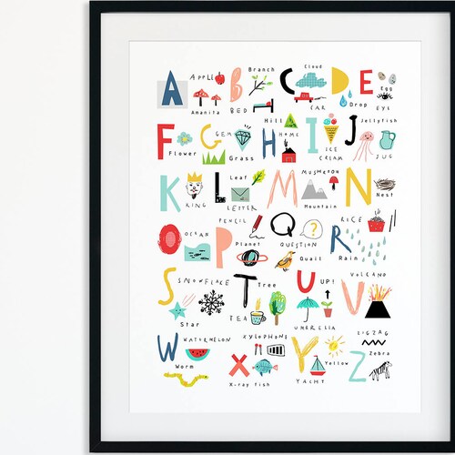 Alphabet Art ABC Print Hand Drawn Animal Alphabet Print | Etsy