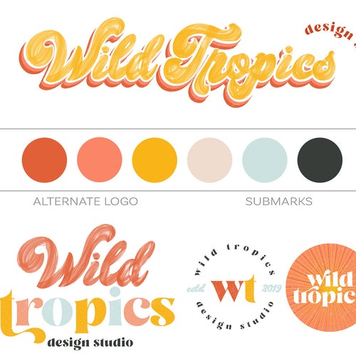 Retro Branding Kit Logo Design Custom Fashion Boutique - Etsy