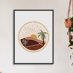 Abstract Landscape Poster, Boho Wall Decor Burnt Orange Print, Living ...