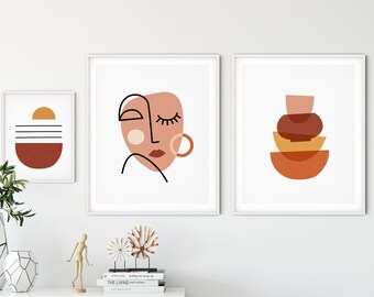 Fine One Line Art Drawing Mid Century Modern Gallery Wall | Etsy