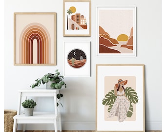 Abstract Landscape Poster Boho Wall Decor Burnt Orange Print | Etsy