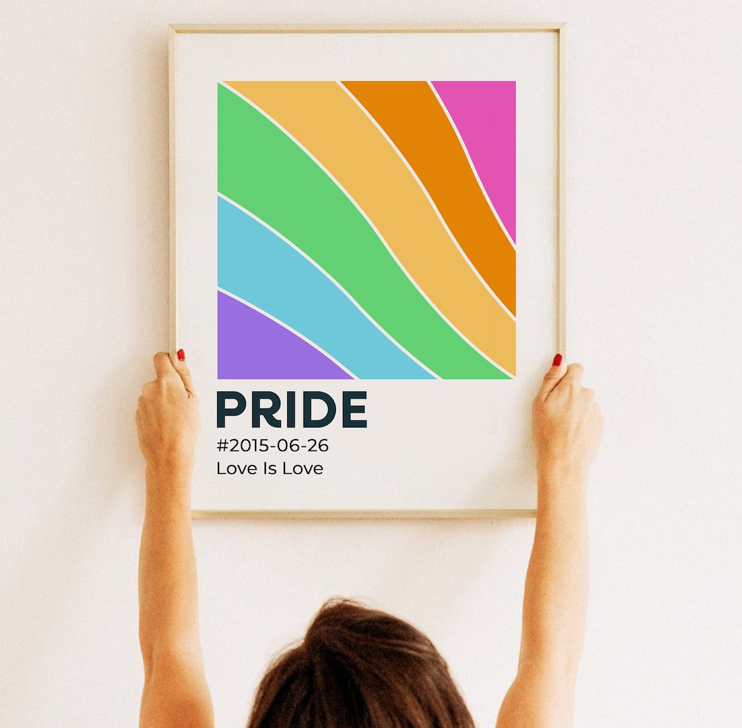 LGBTQ Gay Pride Poster, LGBT Queer Art, Pride Flag Prints, Rainbow Flag ...
