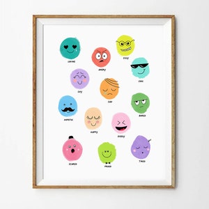 Emotions Poster, Colorful Faces Playroom Wall Art, Kids Printable Art ...
