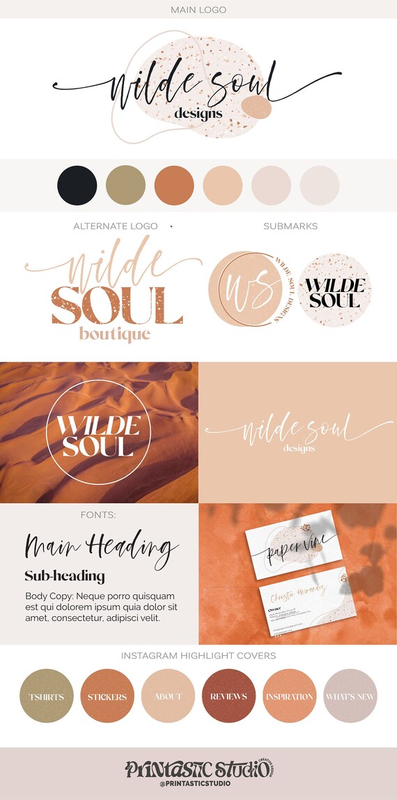 Terazzo Logo Set Abstract Branding Kit Modern Boho Logo - Etsy