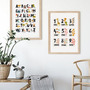 Modern Boho Nursery Print Set 2, Numbers and Alphabet Print, ABC and ...