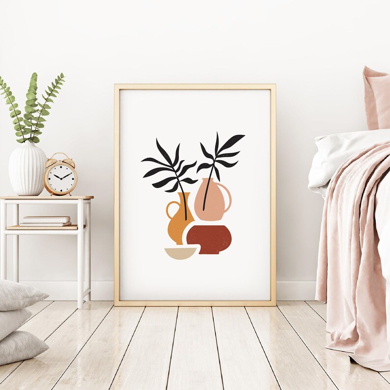 Abstract Gallery Wall Boho Abstract Shapes Plants Printable | Etsy